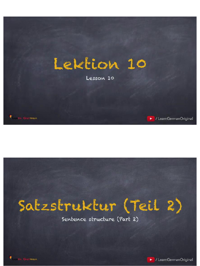 10 REVISED - A1 - Lesson 10 - Satzstruktur - Sentence Structure Part 2 ...