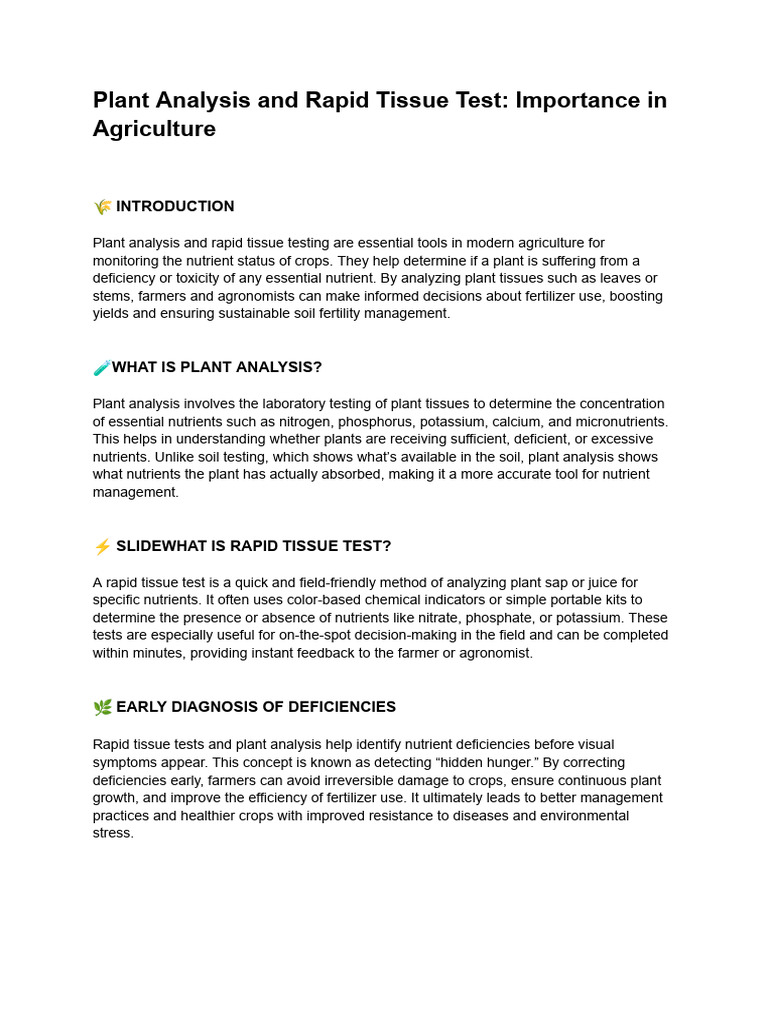 Rapid Tissue Testing in Agriculture | PDF | Plant Nutrition | Fertilizer