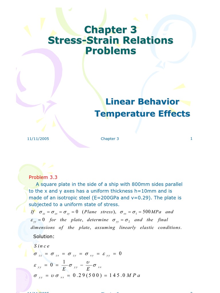3 Problems Stress Strain Relations 3 | Stress (Mechanics) | Elasticity ...
