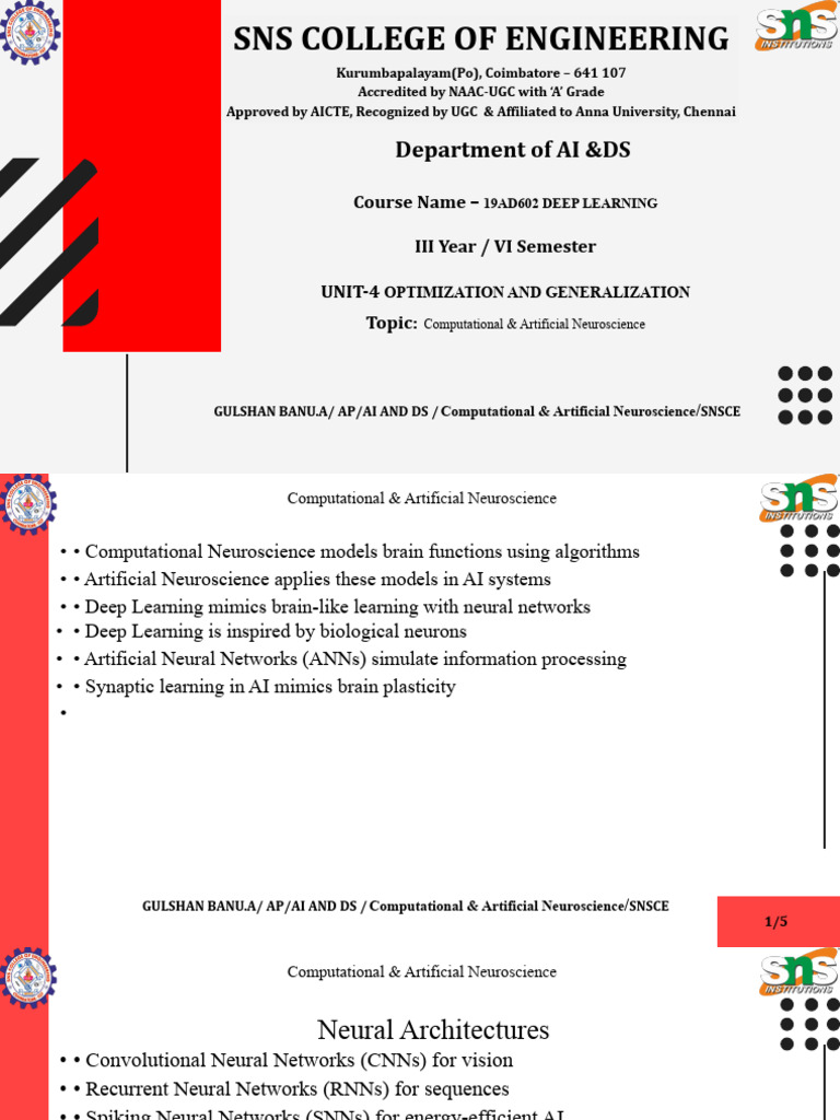 Computational & Artificial Neroscience | PDF | Neuroscience | Artificial Intelligence
