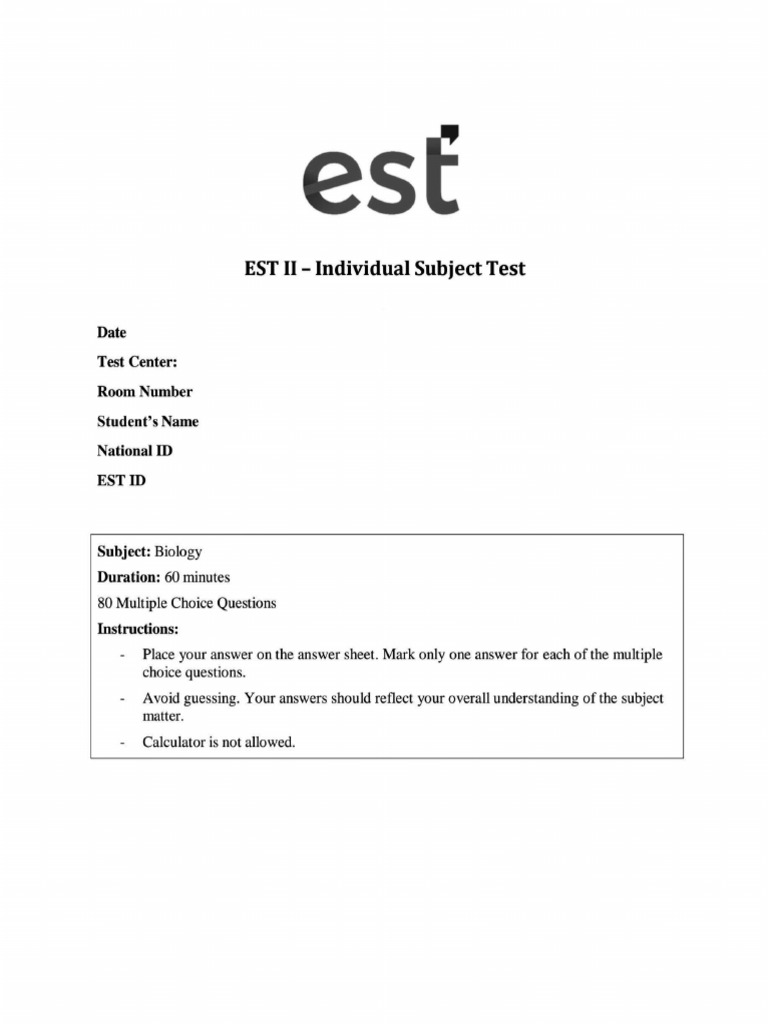 EST 2 Biology Exam Overview | PDF | Dominance (Genetics) | Biology