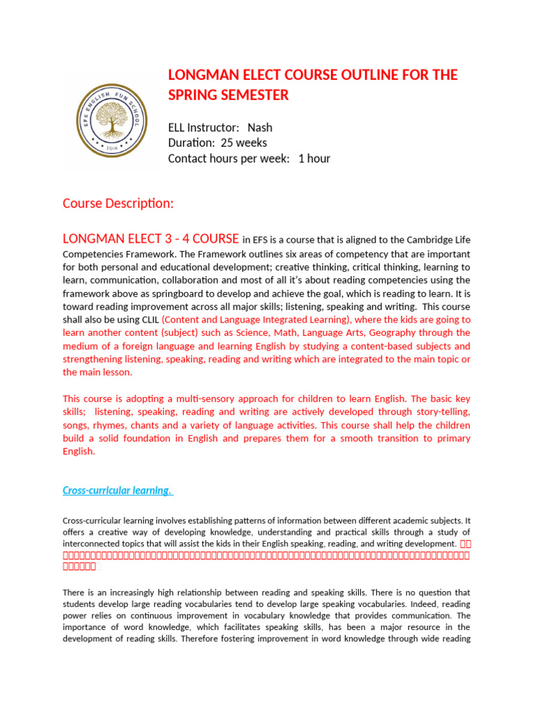Longman ELECT Course Outline | PDF | Phonics | Vocabulary