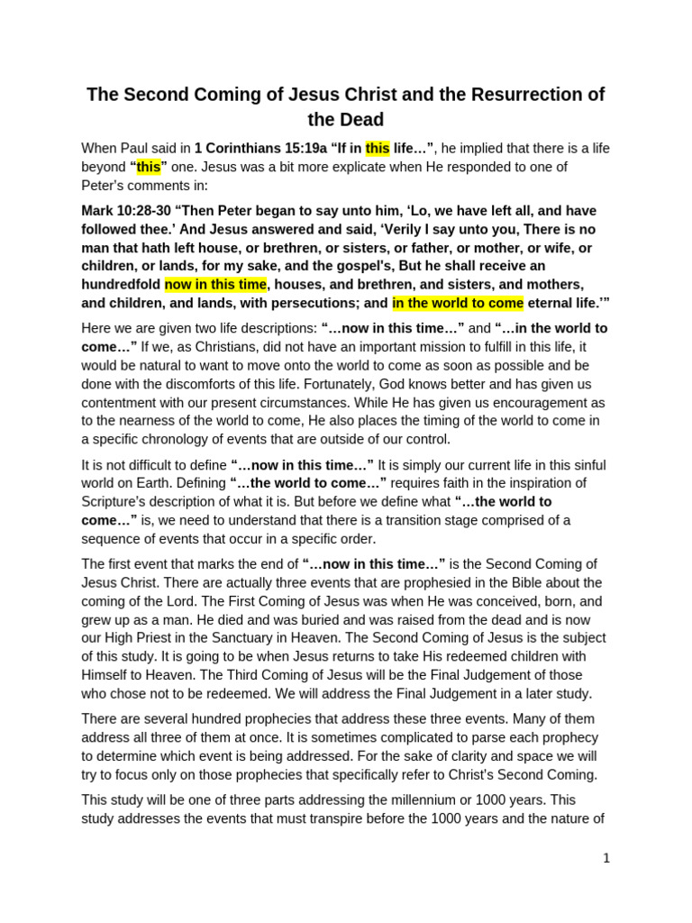 Second Coming of Christ Explained | PDF | Resurrection Of Jesus ...