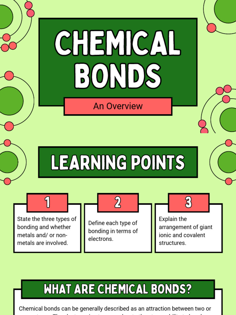 Chemical Bonds Chemistry Presentation in A Green and Bold Style | PDF ...
