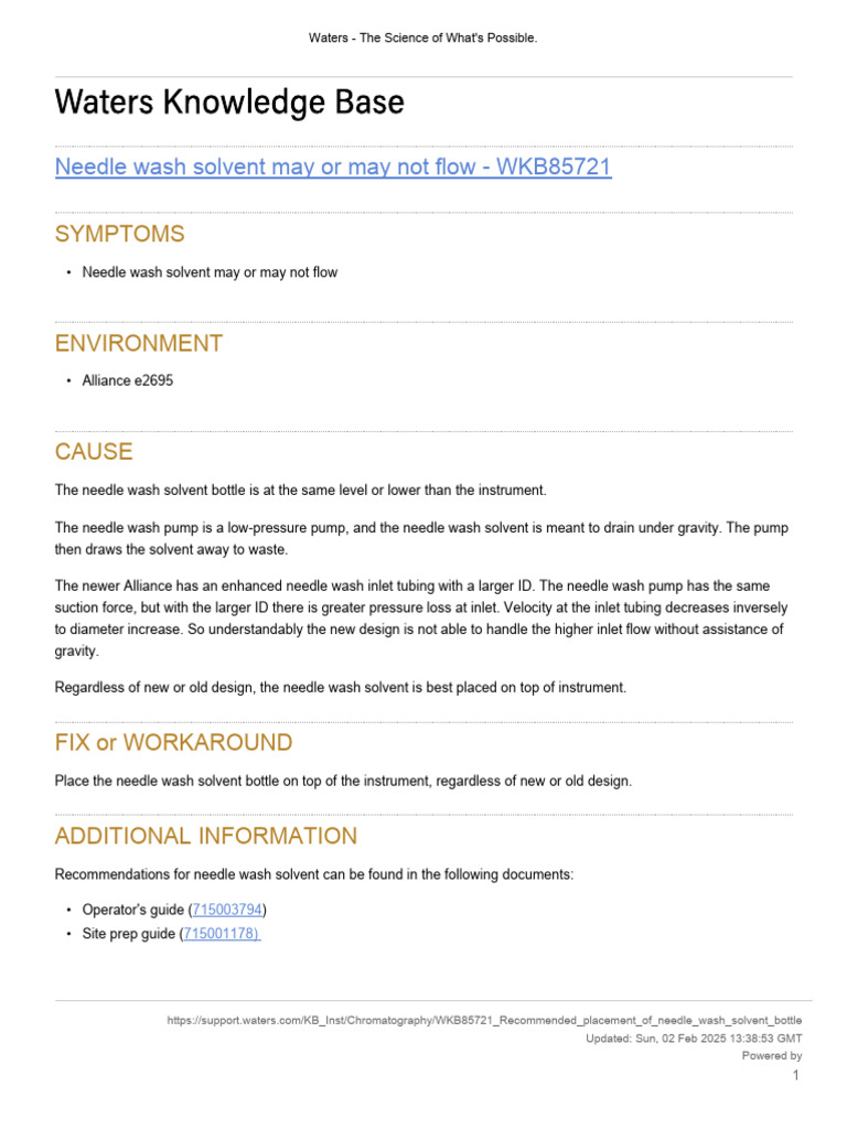 Needle Wash Solvent Placement Guide | PDF