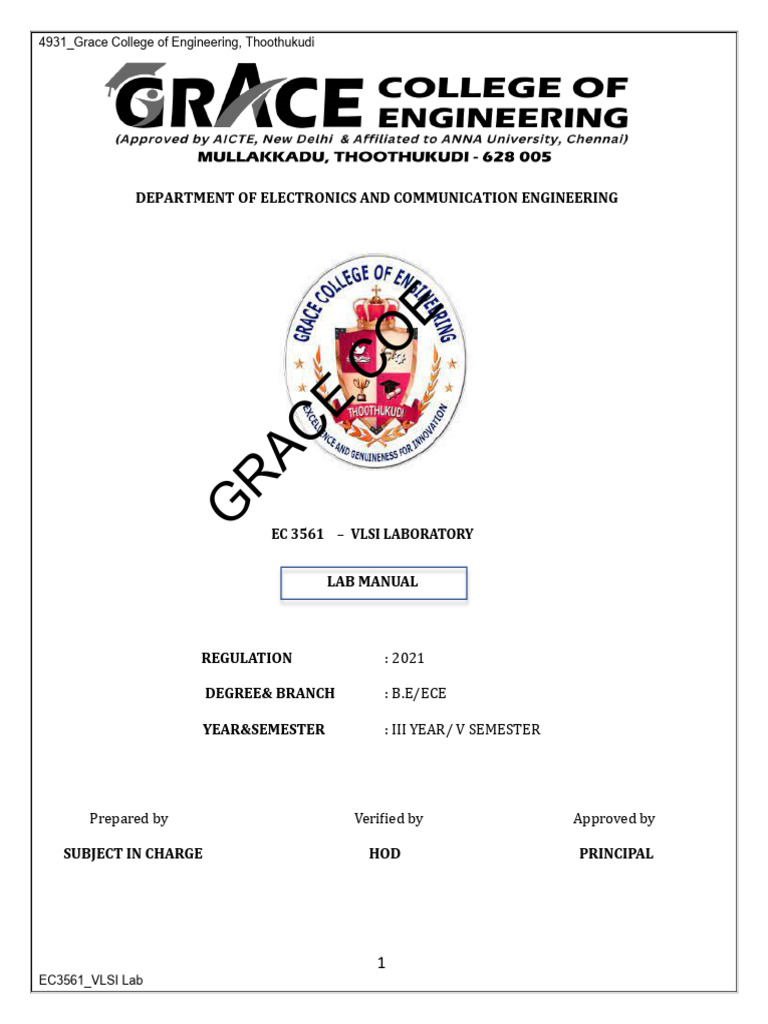 V Ece Ec3561 Vlsi Lab Manual | PDF | Field Programmable Gate Array | Hardware Description Language