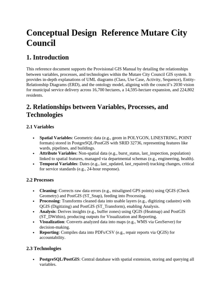 Conceptual Design Reference Mutare City Council | PDF | Postgre Sql ...