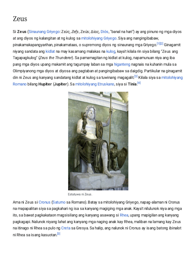 Zeus - Wikipedia, Ang Malayang Ensiklopedya | PDF