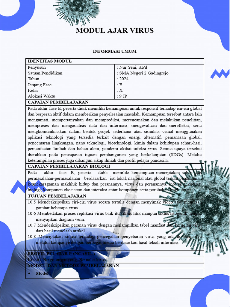 Modul Ajar Virus | PDF