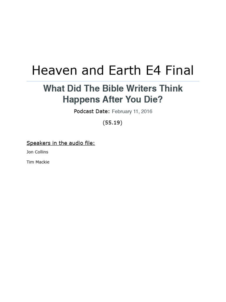 He E4what Did The Bible Writers Think Happens After You Die Transcript ...