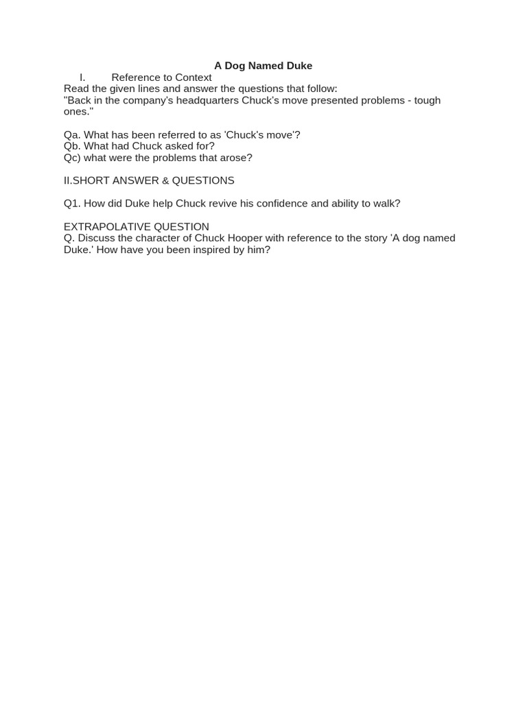 A Dog Named Duke Assignment | PDF
