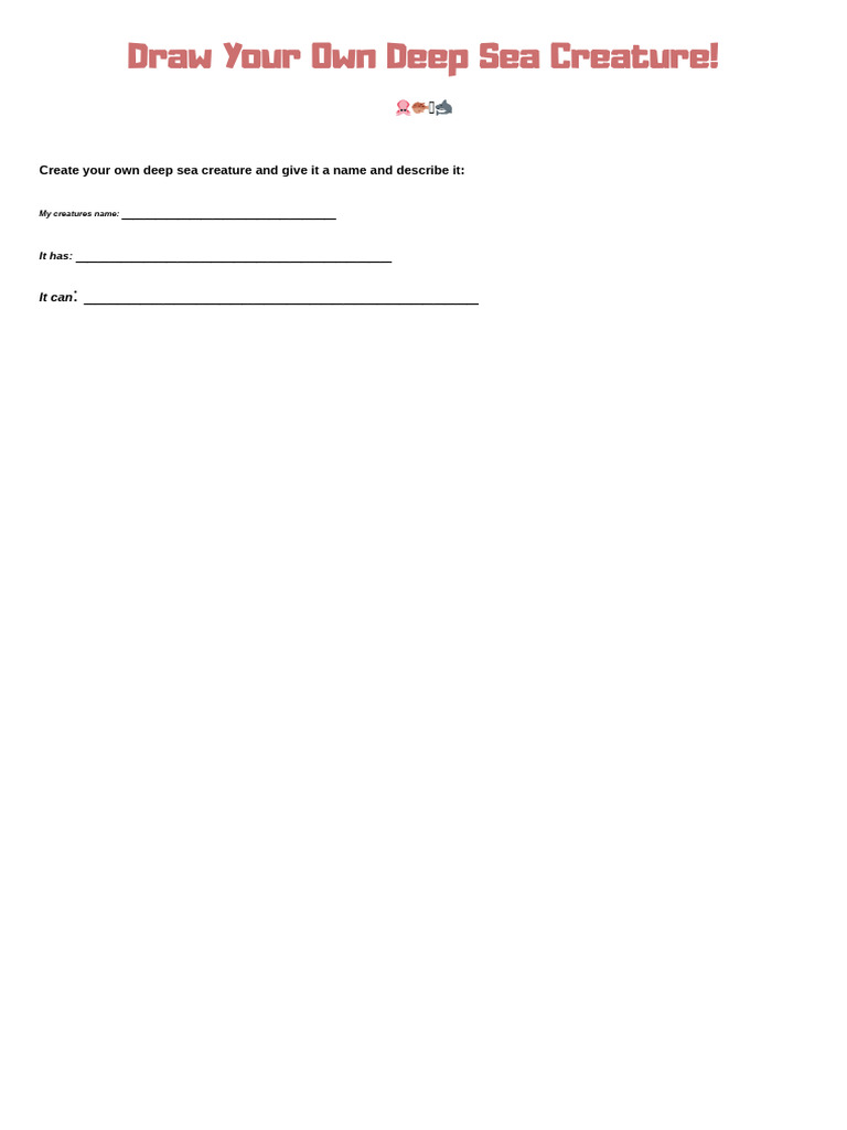 Draw Your Own Deep Sea Creature! PDF | PDF