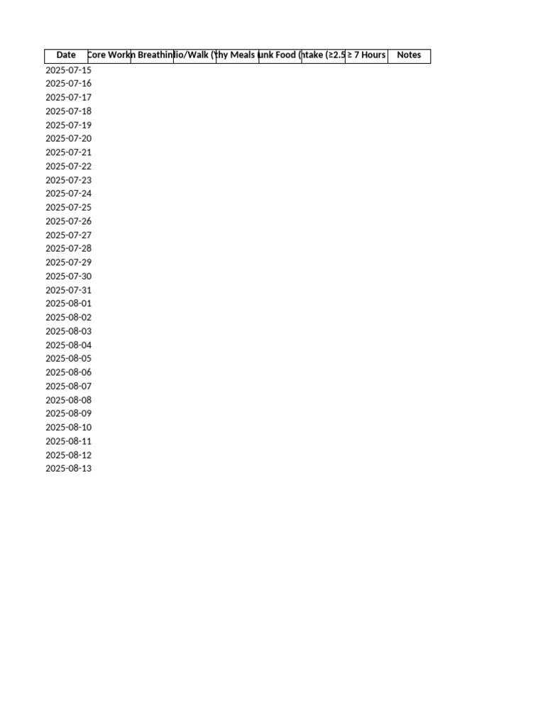 Flat Waist Challenge 30 Day Tracker | PDF