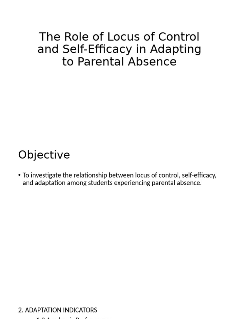 The Role of Locus of Control and Self-Efficacy | PDF