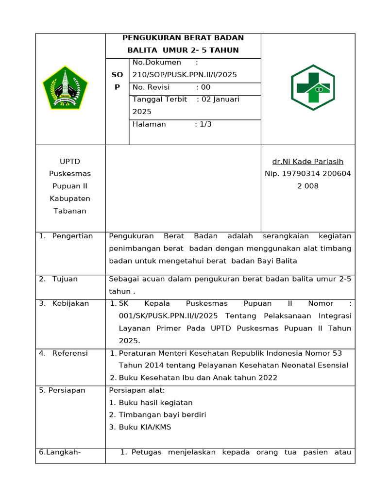 SOP BB Balita | PDF