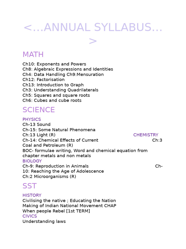 Annual Syllabus | PDF
