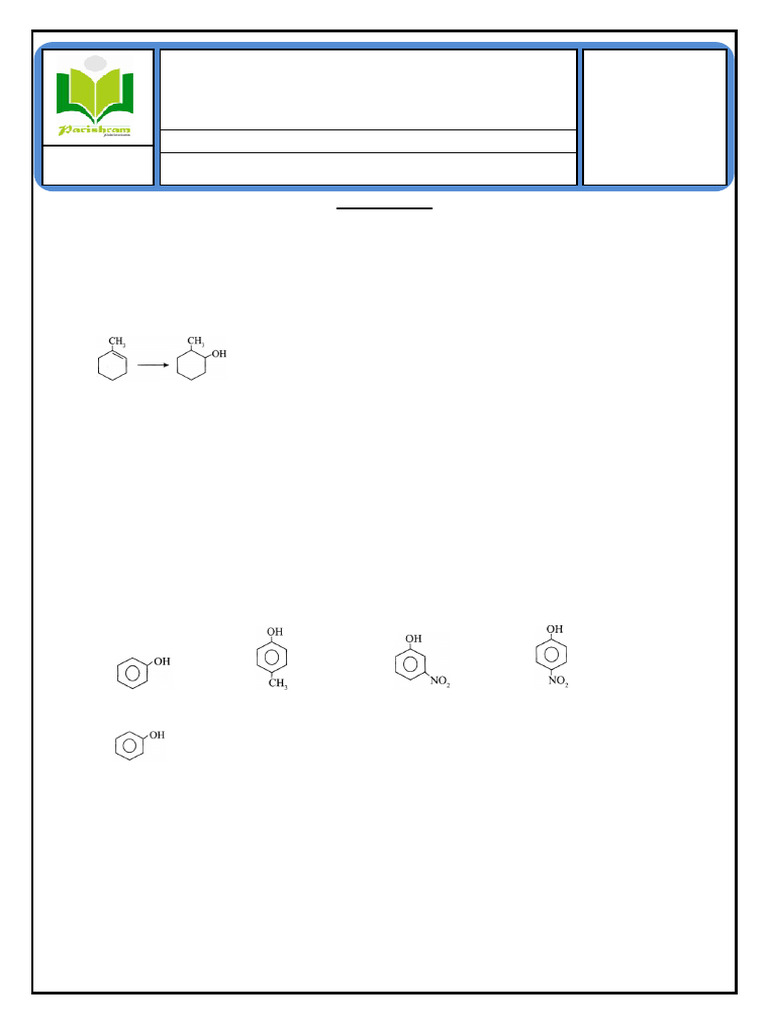 Chapter - 11 - Alcohols, Phenols & Ethers | PDF | Organic Chemistry ...