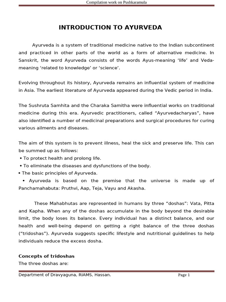 Pushkaramula Sai Srija Final | PDF | Ayurveda | Botany