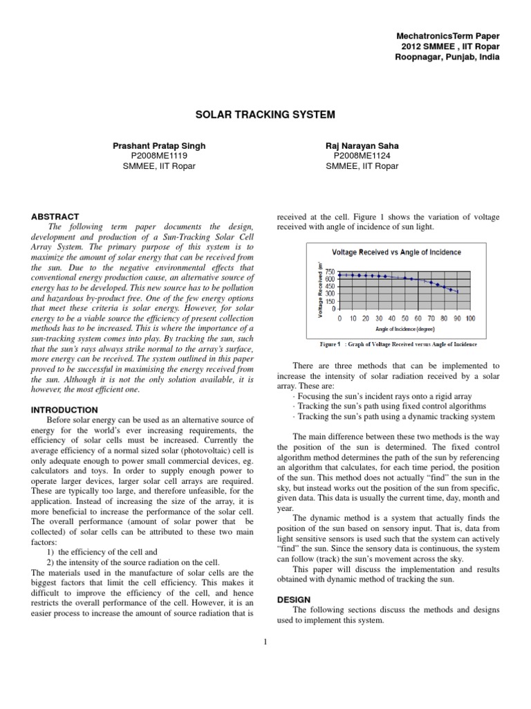 Solar Tracking System Design | PDF | Solar Cell | Sun