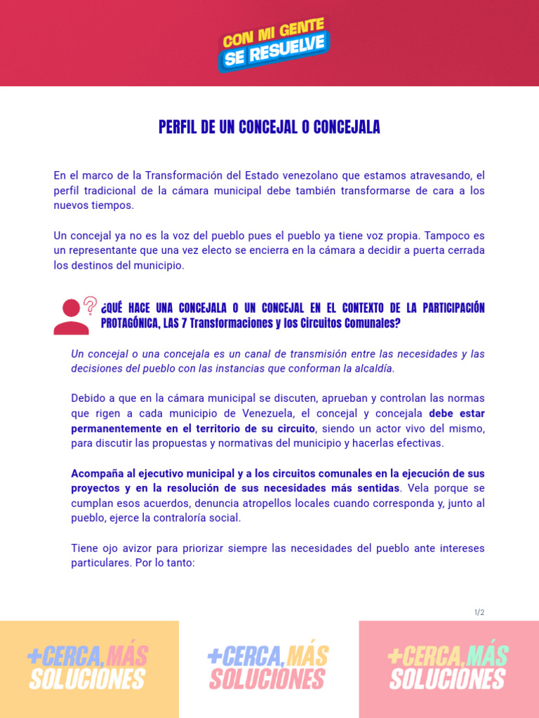 Perfil de Un Concejal o Concejala | PDF | Gobierno local | Concejal