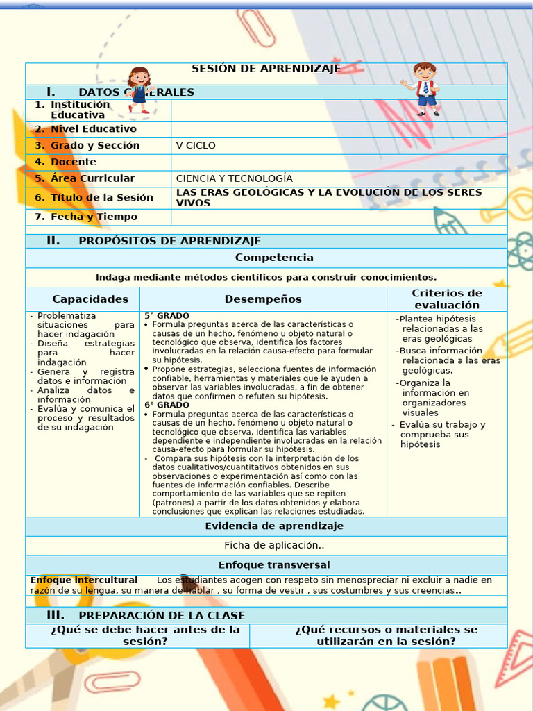 V Ciclo - 4 Unid - Cyt - Las Eras Geológicas y La Evolución de Los Seres Vivos | PDF | Escala de ...