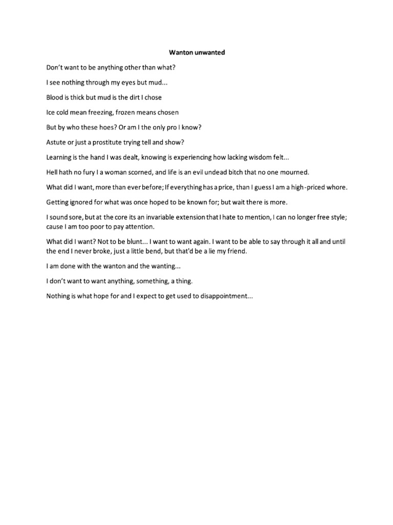 Wanton Unwanted | PDF
