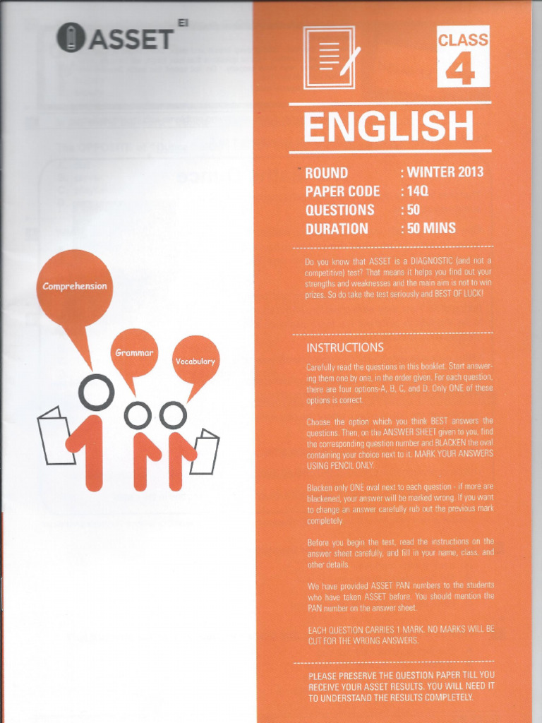 English Asset Paper Class 4 PA 2 | PDF