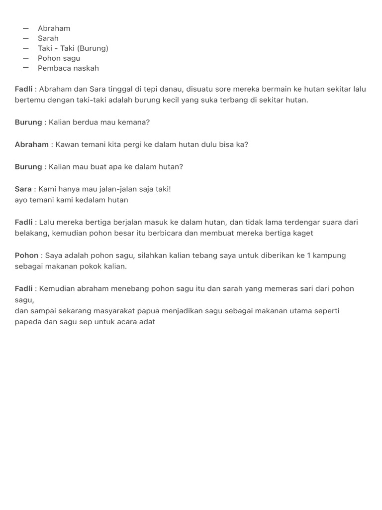 Asal Usul Pohon Sagu di Papua | PDF