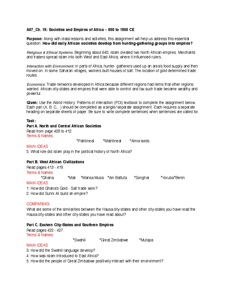 A07 - Ch.15 - Societies and Empires of Africa | PDF