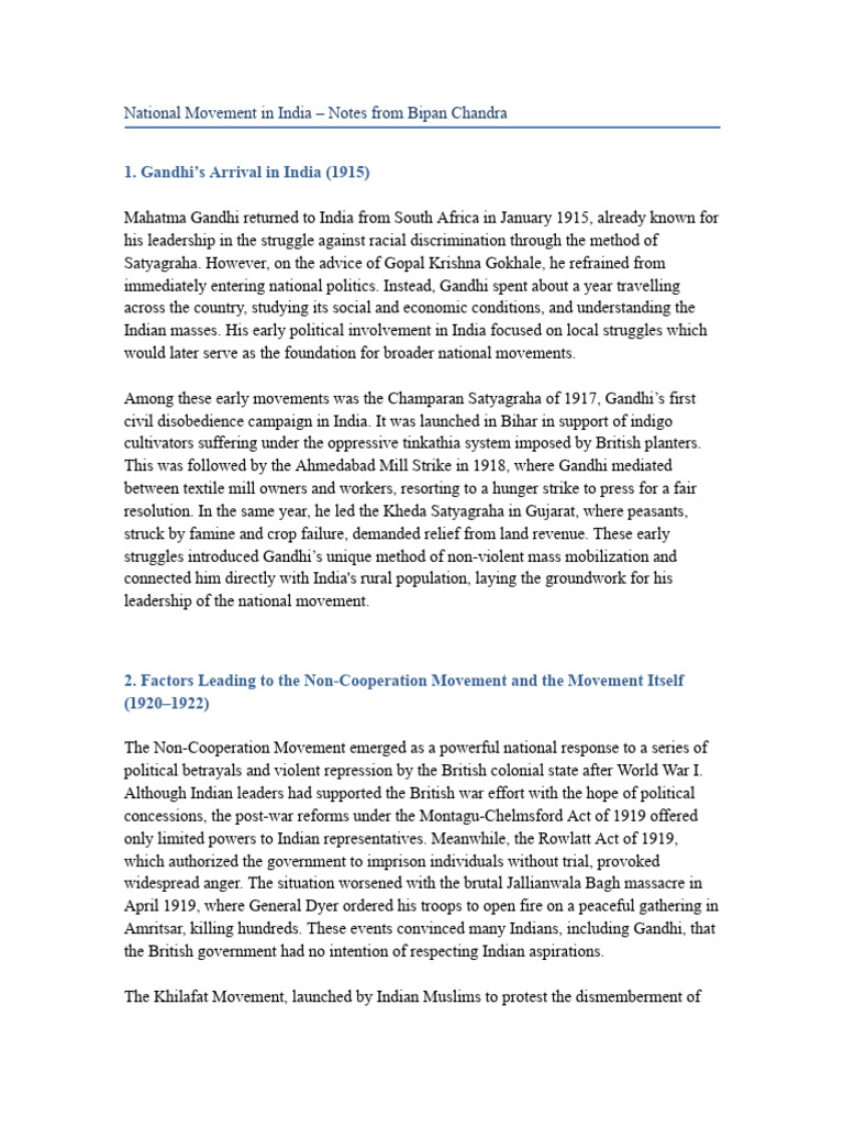 Gandhi's Role in India's National Movements | PDF | Mahatma Gandhi ...