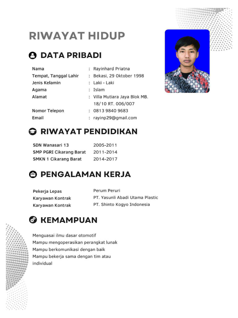 CV + Berkas Pendukung Rayinhard Priatna1 | PDF