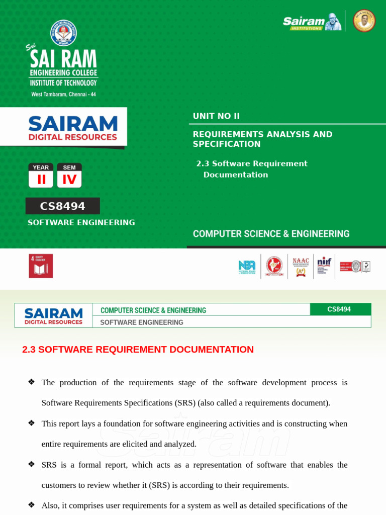 2.3 Slides - Software Requirement Documentation | PDF | Software | System
