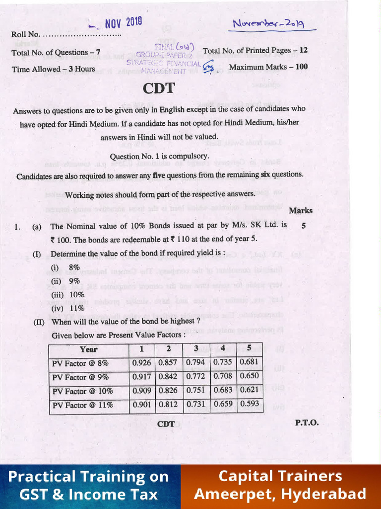 Old - SFM Nov19 Paper | PDF