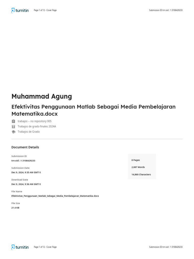 Efektivitas Penggunaan Matlab Sebagai Media Pembelajaran Matematika | PDF