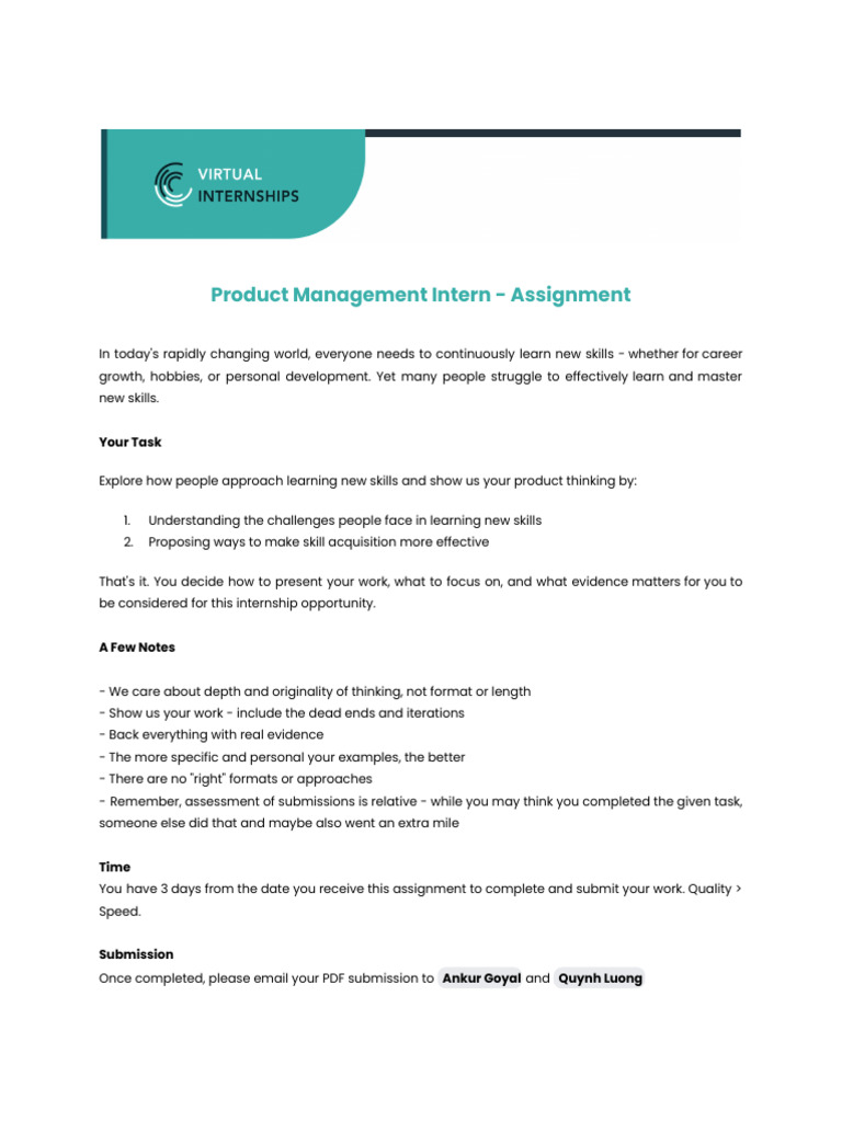 Product Management Intern - Assignment | PDF