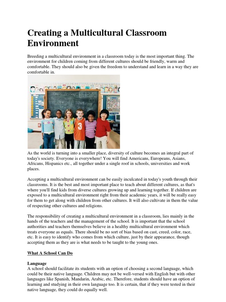 Creating A Multicultural Classroom Environment | PDF | Multiculturalism ...