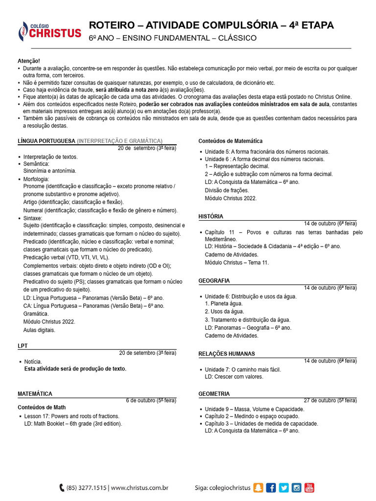 Christus Online Roteiro - Atividade Compulsoria - Etapa 4 - 6aef - Classico ...