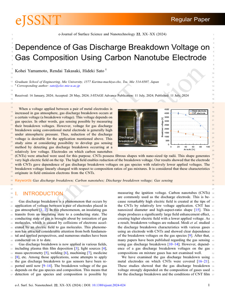 Dependence of Gas Discharge Breakdown Voltage On G | PDF | Carbon ...
