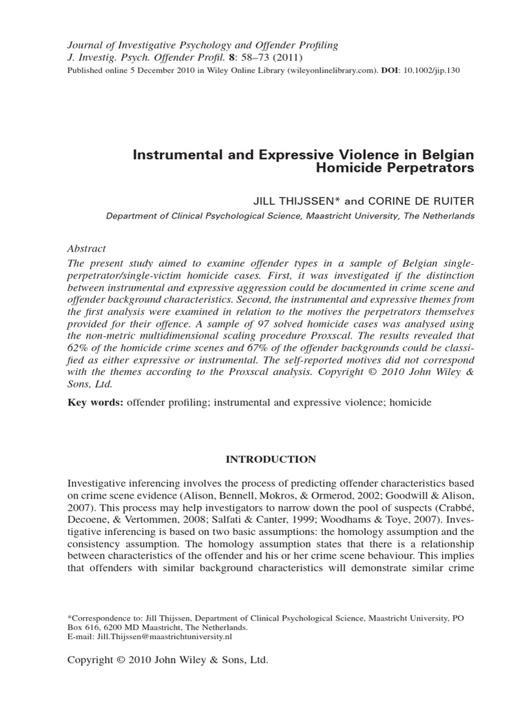 2011 Instrumental and Expressive Violence in Belgian Homicide ...