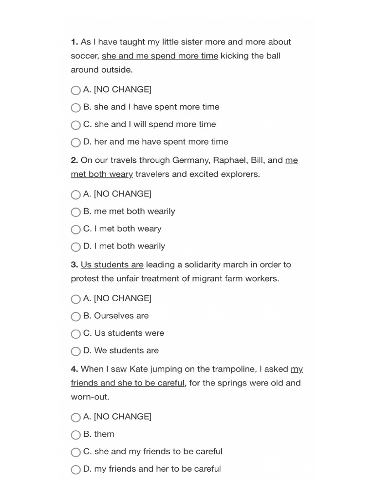 SAT Practice Sheet (Pronouns) | PDF