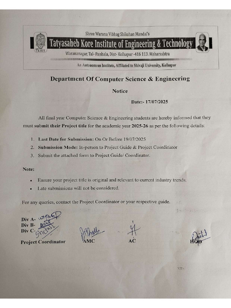 Project Title Notice | PDF
