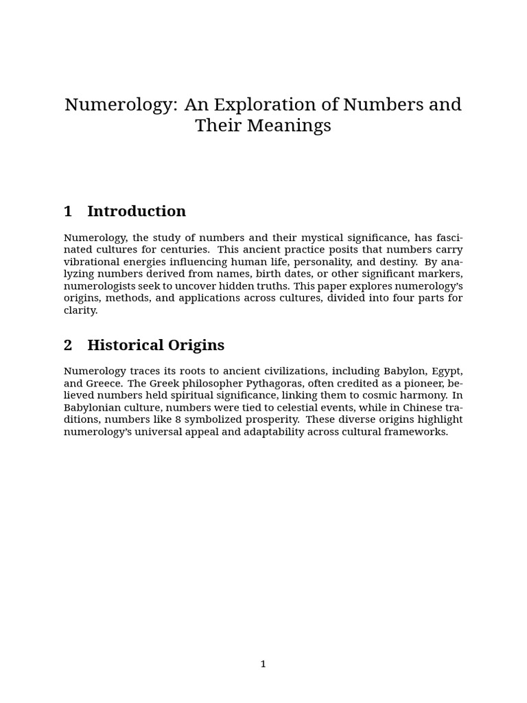 Numerology 1 | PDF