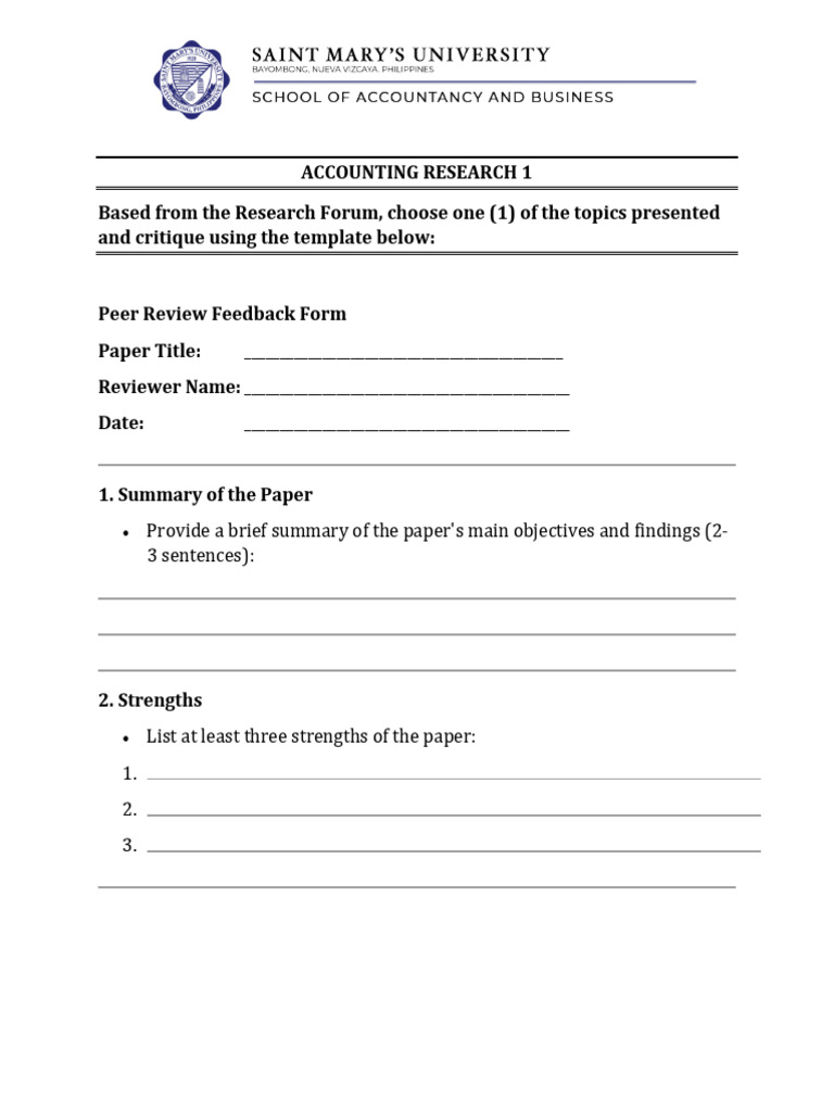 Peer Review Feedback Form | PDF
