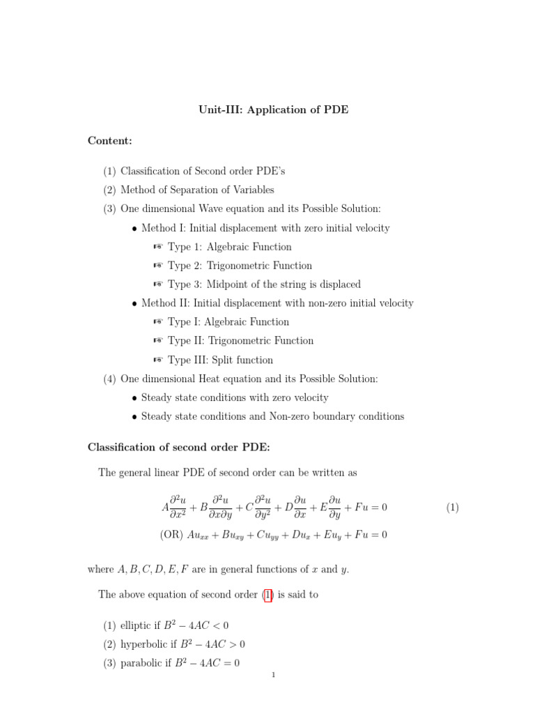 PDE Application and Answer Key | PDF | Partial Differential Equation ...