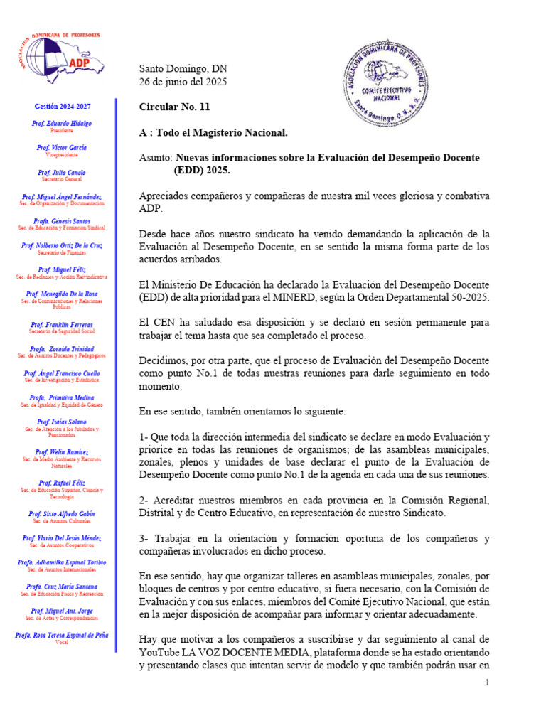 Circular Informativa No. 11 | PDF | Maestros