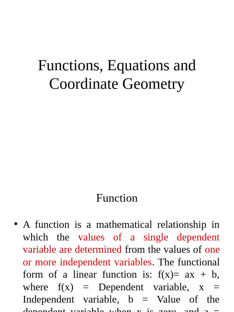 Functions, Equations and Coordinate Geometry | PDF | Variable (Mathematics) | Function (Mathematics)