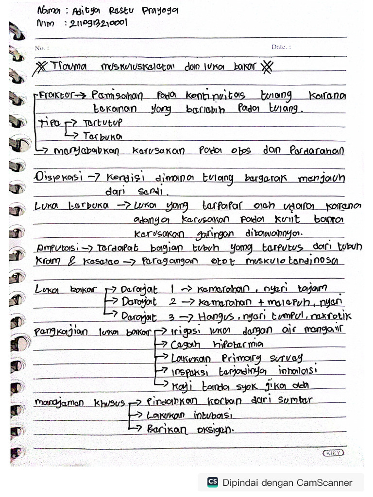 Aditya Restu Prayoga - 2110913210001 - Trauma Muskuloskeletal & Luka Bakar | PDF