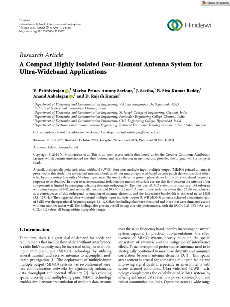 Ultra-Wideband MIMO Antenna Design | PDF | Antenna (Radio) | Ultra Wideband