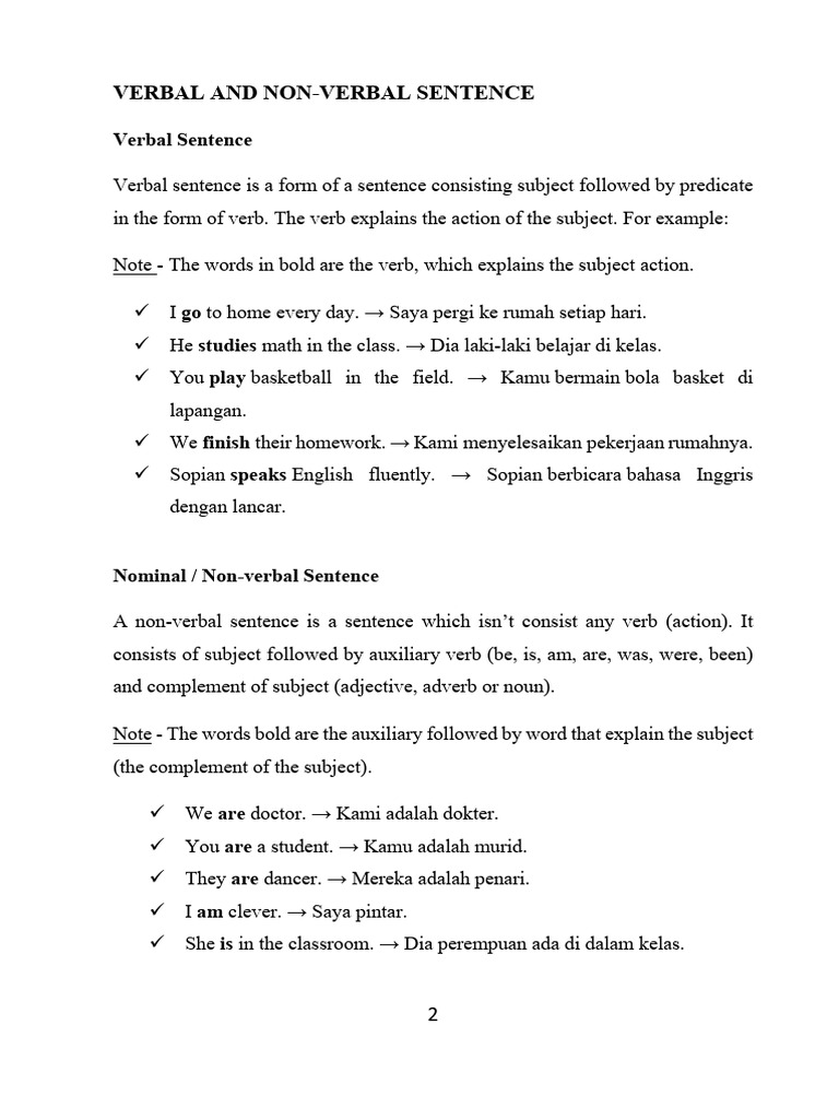 Verbal and Non-Verbal Sentence | PDF