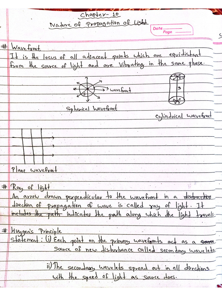 Nature of Propagation of Light Class 12 Physics Notes | PDF